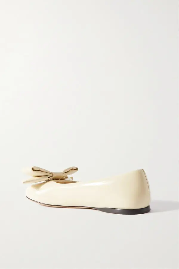 Loewe Puffy Bow-detailed Glossed-leather Ballet Flats
