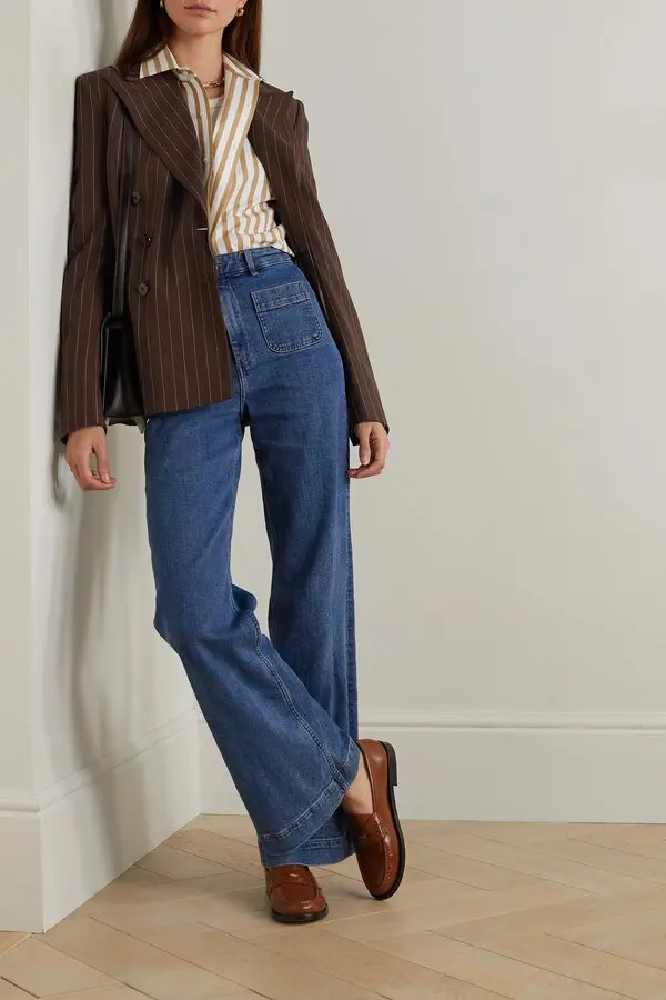 Ralph Lauren Safford Double-breasted Pinstriped Wool-twill Blazer
