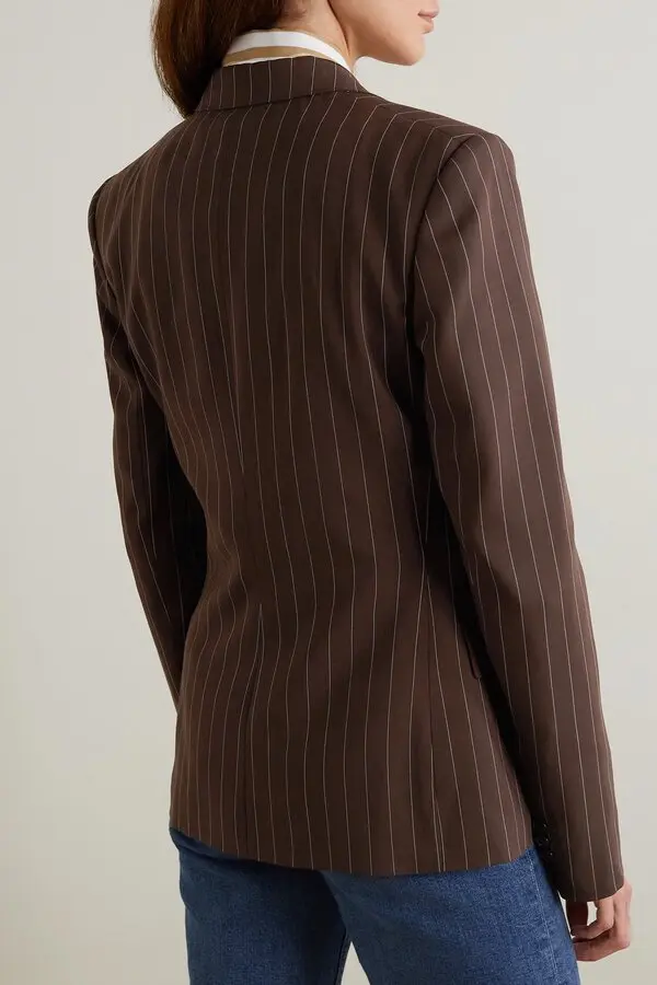 Ralph Lauren Safford Double-breasted Pinstriped Wool-twill Blazer