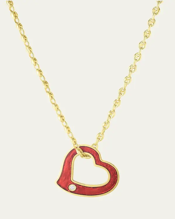 AUDREY C. JEWELS Heart Enamel Pendant Necklace - Gold
