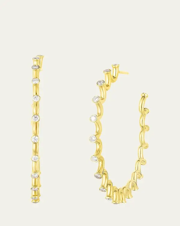 AUDREY C. JEWELS 18k Diamond Spiral Hoop Earrings - Gold