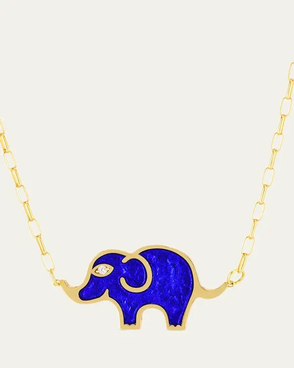 AUDREY C. JEWELS Elephant Enamel Pendant Necklace - Gold