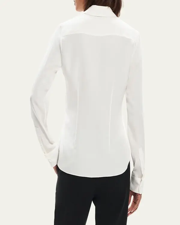 Theory Classic Fitted Silk Shirt - Ivory