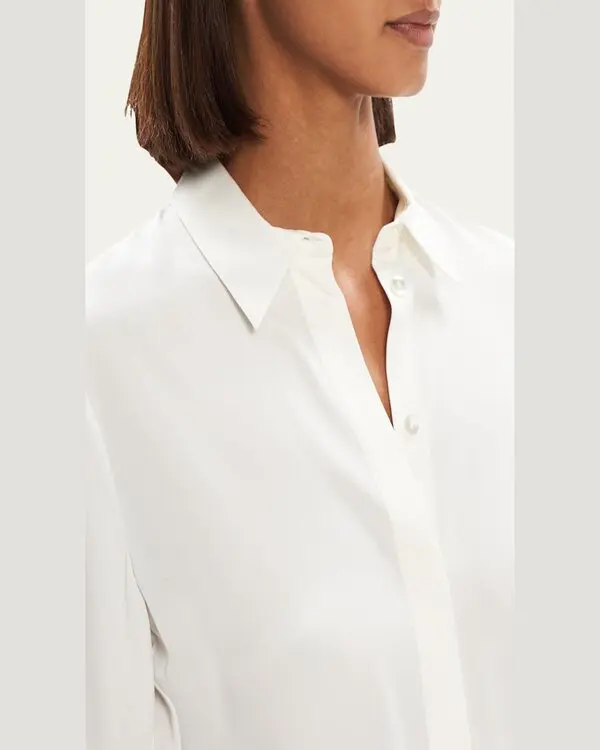 Theory Classic Fitted Silk Shirt - Ivory