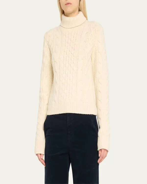 NILI LOTAN Andrina Cable Knit Turtleneck Sweater