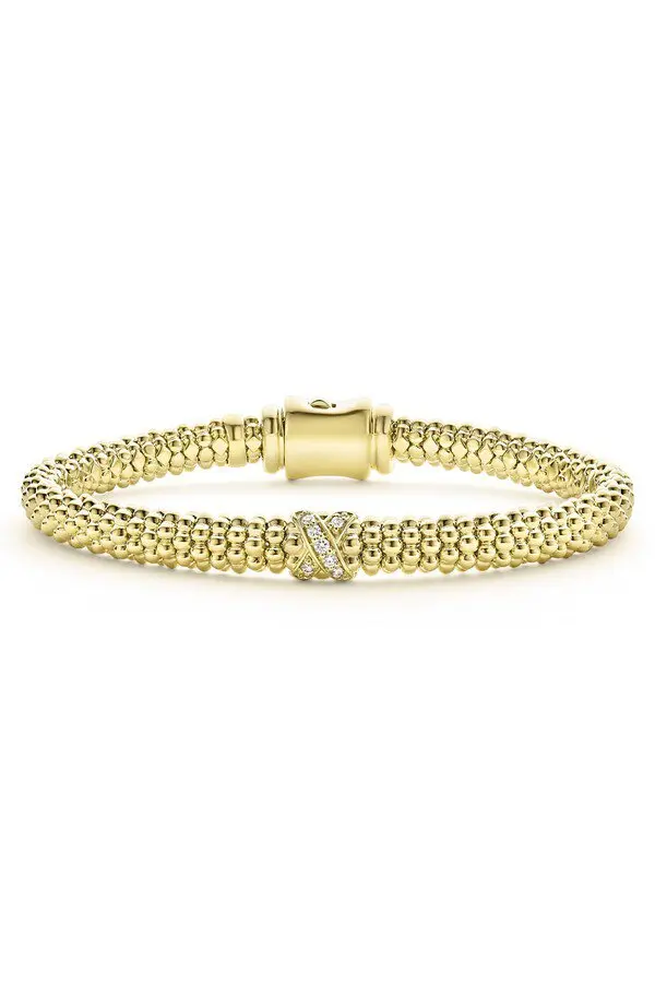 Lagos Embrace 18k And Diamond Caviar Bracelet - Gold