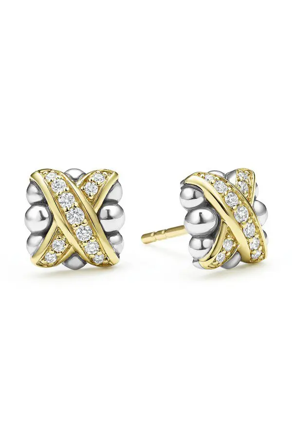 Lagos Embrace Two-tone Diamond Stud Earrings - Gold
