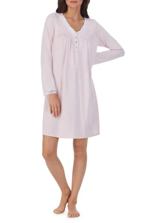 Eileen West Long Sleeve Short Nightgown - Pink