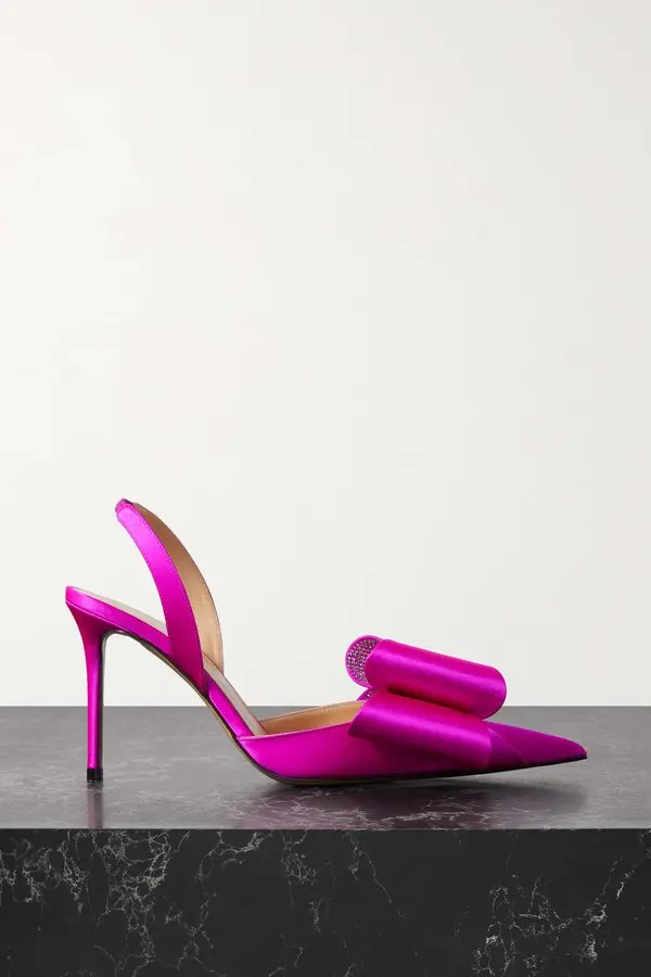 Mach & Mach Le Cadeau Crystal-embellished Satin Slingback Pumps