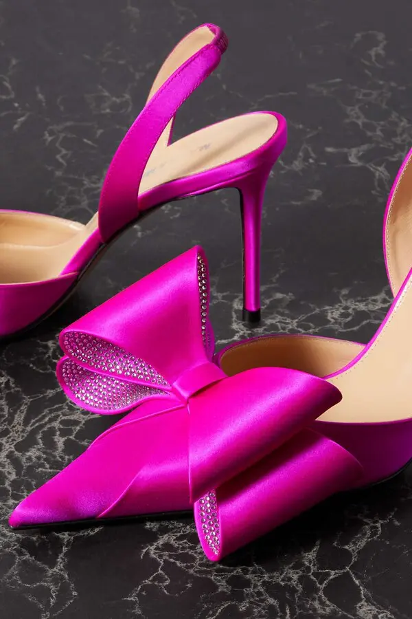 Mach & Mach Le Cadeau Crystal-embellished Satin Slingback Pumps