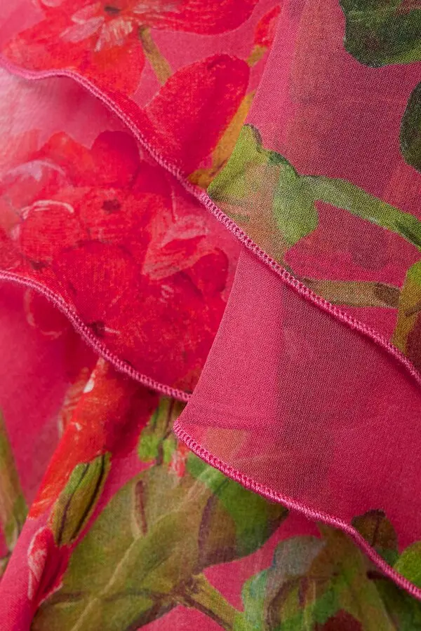Oscar De La Renta Tiered Ruffled Floral-print Silk-chiffon Gown
