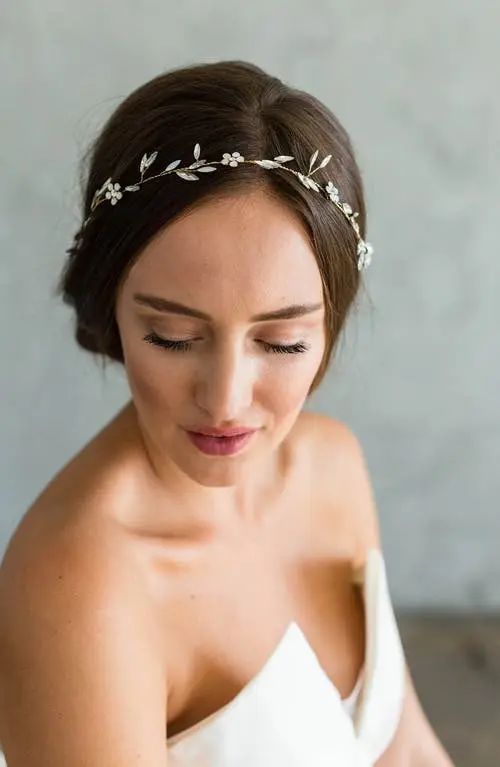 Brides & Hairpins Galatea Halo With Crystals - Gold