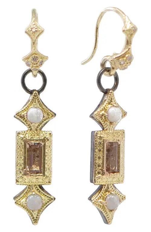 Armenta Crivelli Drop Earrings With Morganite, Opals, And Diamonds - Yellow Gold