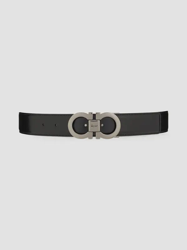 FERRAGAMO Gancini Buckle Adjustable Cut-to-size Reversible Belt - Nero Auburn