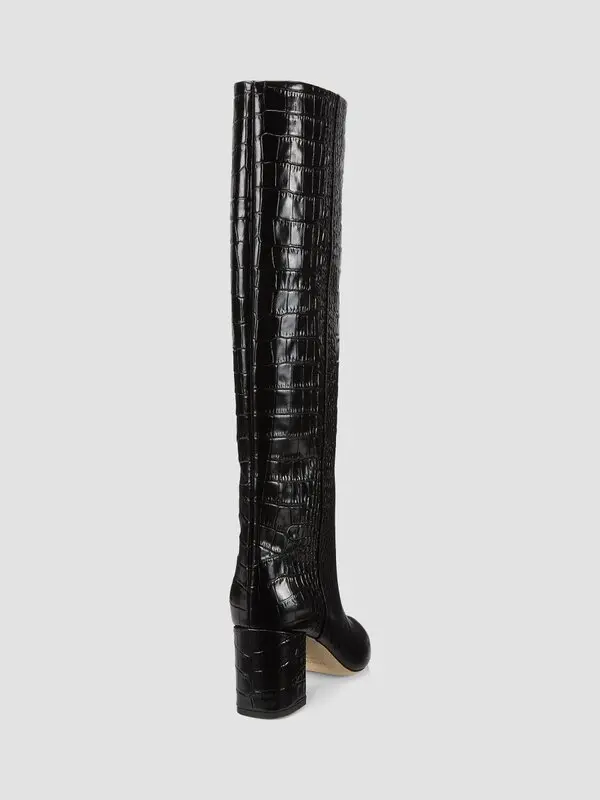 Paris Texas Anja 70mm Crocodile-embossed Leather Boots - Carbone