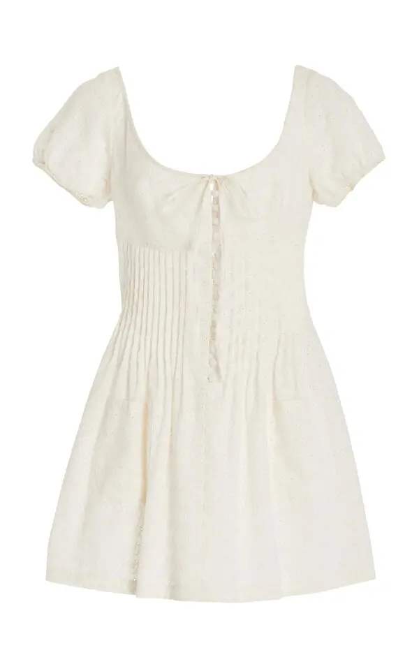 white christmas dresses Eyelet V Neck Mini Dress, White Medium