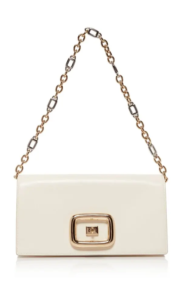 ROGER VIVIER Viv' Choc Chain Leather Bag - White