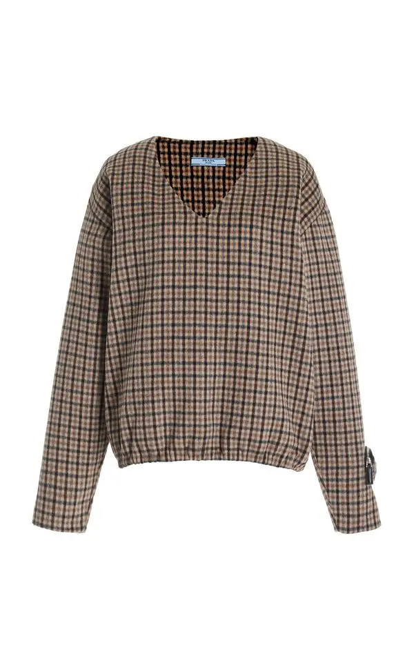 Prada Oversized Checked Cashgora Sweater