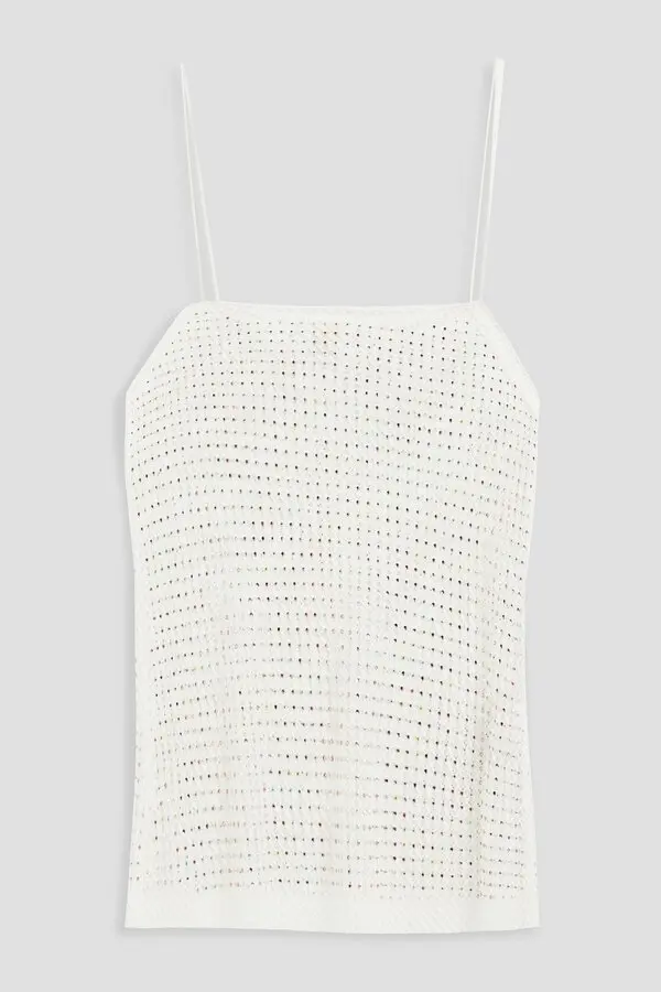 Anna Sui Crystalembellished Fishnet Top - White