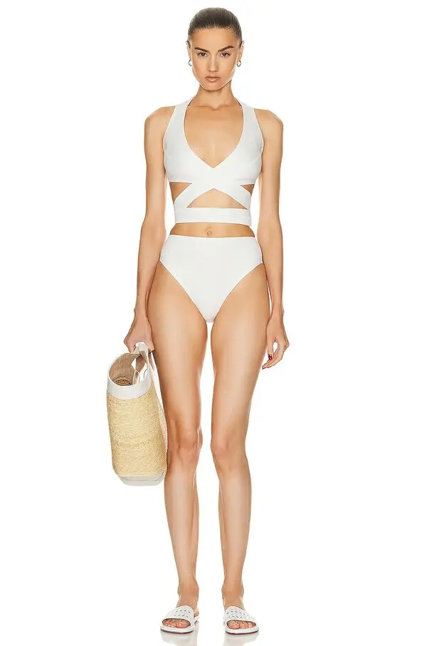 Alaïa Criss Cross Bikini Set - Blanc