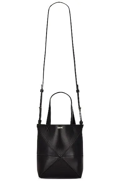 Loewe Puzzle Fold Mini Tote Bag In Burgundy