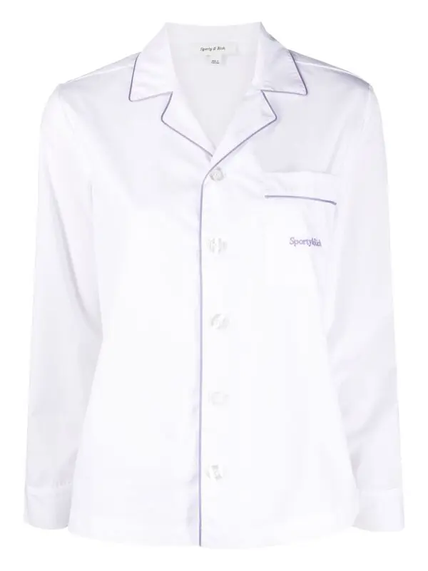 SPORTY & RICH Chest-pocket Cotton Pyjama Top - White