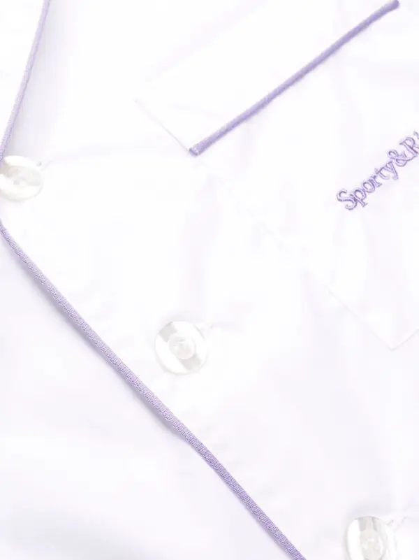SPORTY & RICH Chest-pocket Cotton Pyjama Top