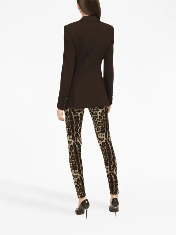 Dolce & Gabbana Logo-waistband Leopard-print Leggings - Neutrals
