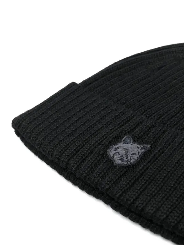 Maison Kitsuné Chillax Fox-Motif Beanie In Black - 23% Off