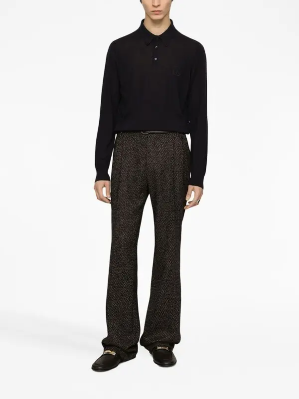 Dolce & Gabbana Logo-embroidered Cashmere Polo Shirt