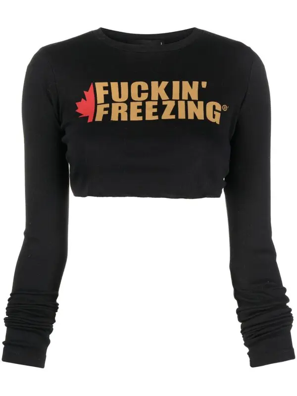 Dsquared2 Slogan-print Long-sleeve Cropped T-shirt