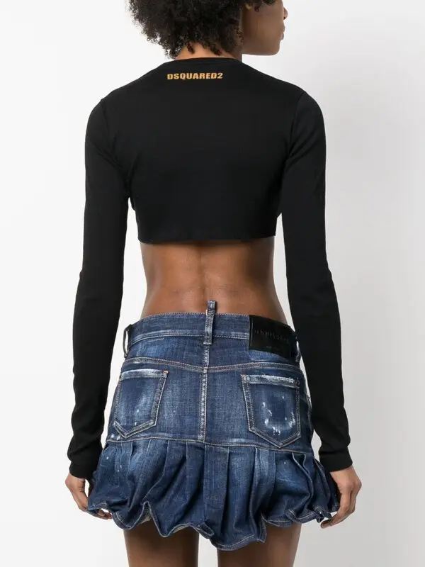 Dsquared2 Slogan-print Long-sleeve Cropped T-shirt