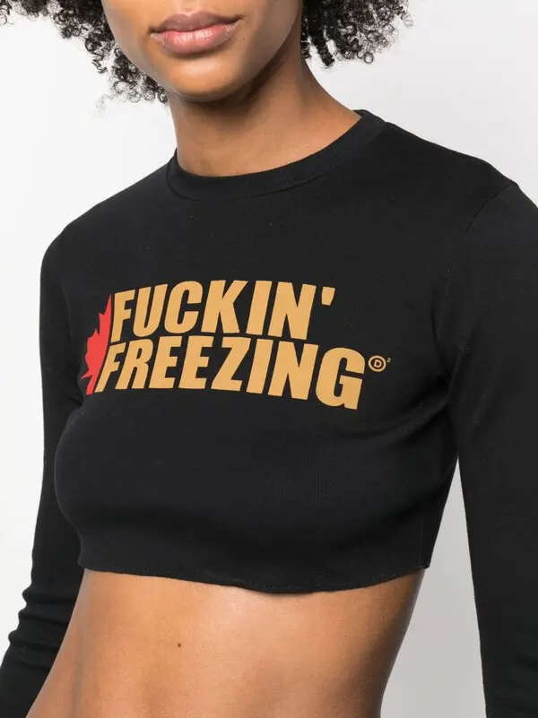 Dsquared2 Slogan-print Long-sleeve Cropped T-shirt