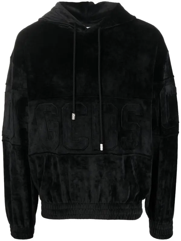 Gcds Logo-patch Velvet Hoodie