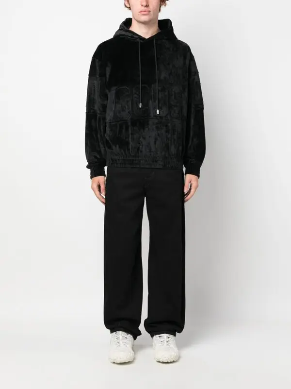 Gcds Logo-patch Velvet Hoodie