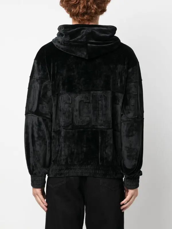 Gcds Logo-patch Velvet Hoodie