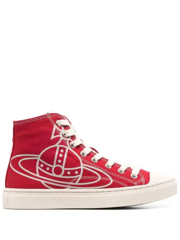 VIVIENNE WESTWOOD Plimsoll Canvas High-top Sneakers - Red