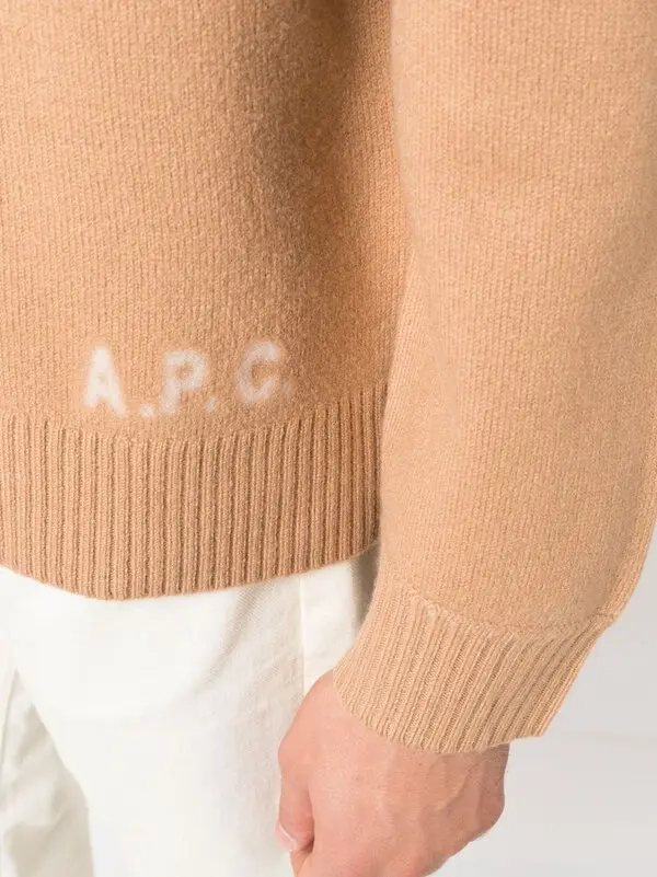 A.p.c. Logo-print Wool Jumper - Brown
