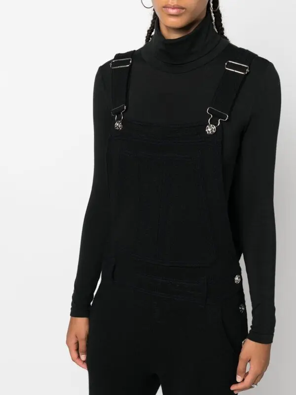 BARRIE Cotton-cashmere Denim Dungarees - Black