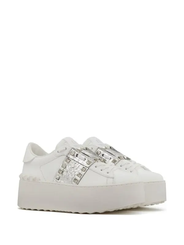 Valentino Garavani Rockstud Untitled Flatform Sneakers - White