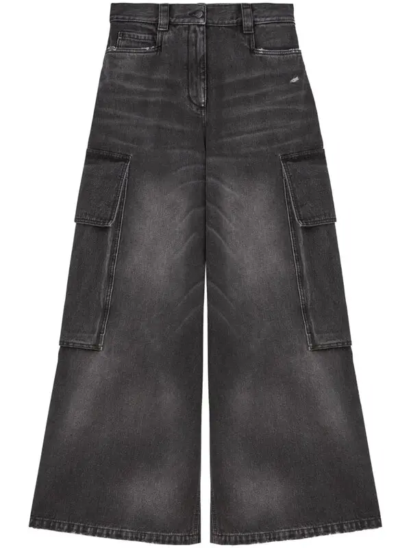 Palm Angels Low-rise Wide-leg Jeans - Black