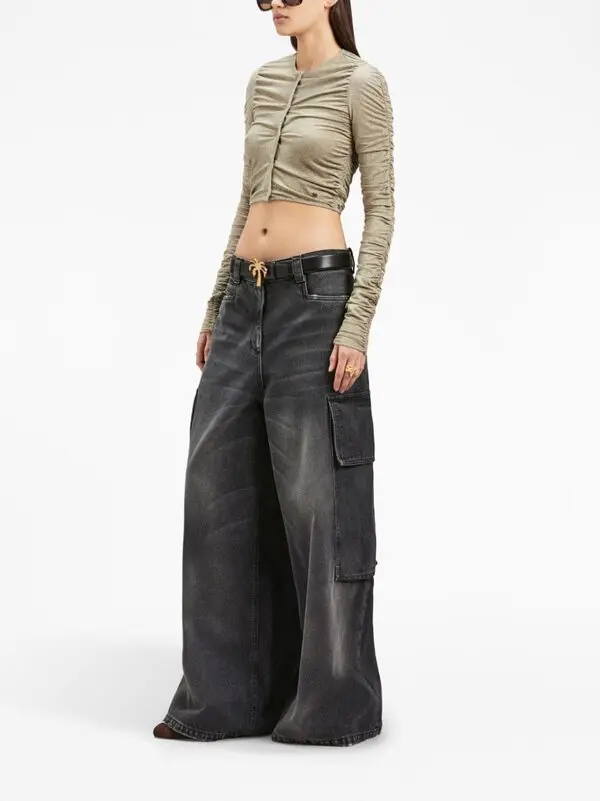 Palm Angels Low-rise Wide-leg Jeans - Black