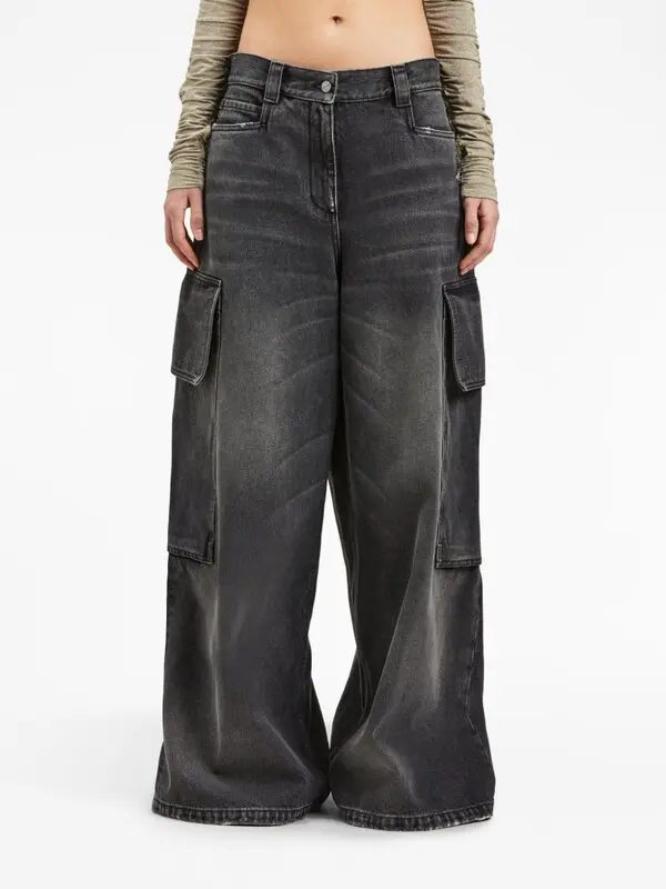 Palm Angels Low-rise Wide-leg Jeans - Black