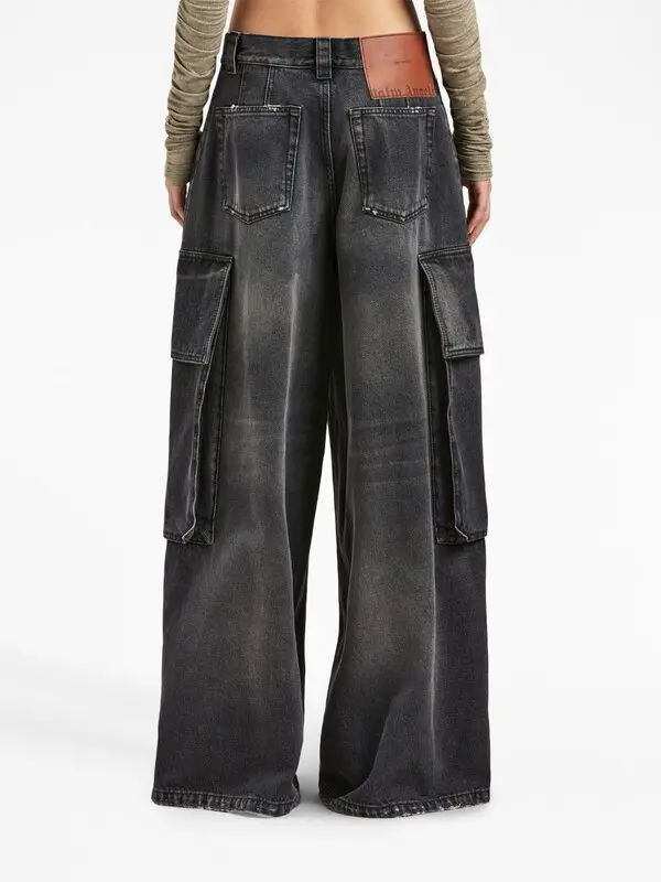 Palm Angels Low-rise Wide-leg Jeans - Black