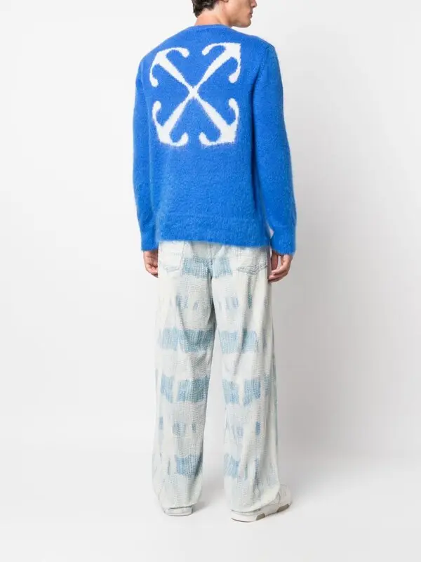 Off-White Arrows Logo-intarsia Jumper - Blue