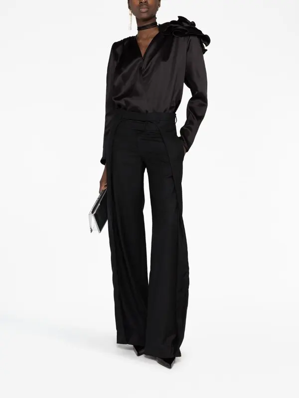 Magda Butrym Detachable Floral Appliqué Blouse - Black