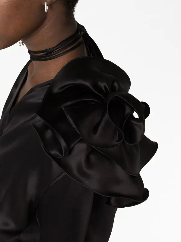 Magda Butrym Detachable Floral Appliqué Blouse - Black
