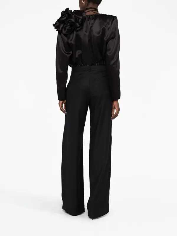 Magda Butrym Detachable Floral Appliqué Blouse - Black