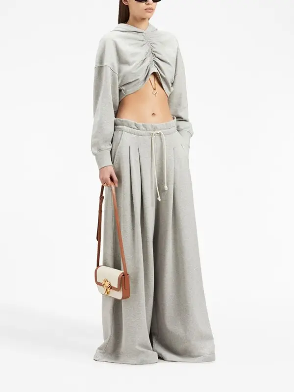 Palm Angels Ruched Detail Cropped Hoodie - Grey