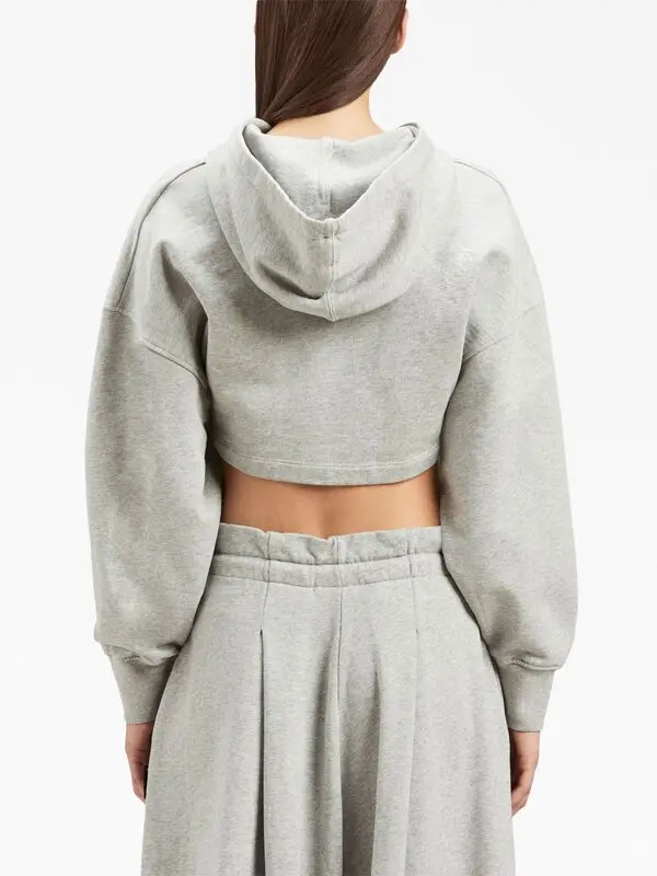 Palm Angels Ruched Detail Cropped Hoodie - Grey